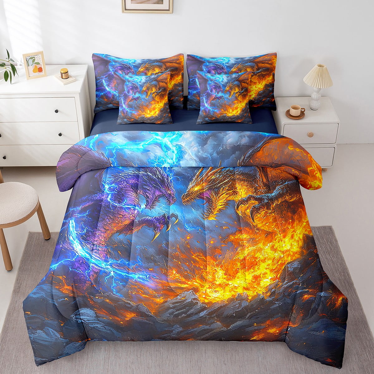Monster Bedding Comforter Sets 7pcs Magic Dragon Bed in a Bag Men ...