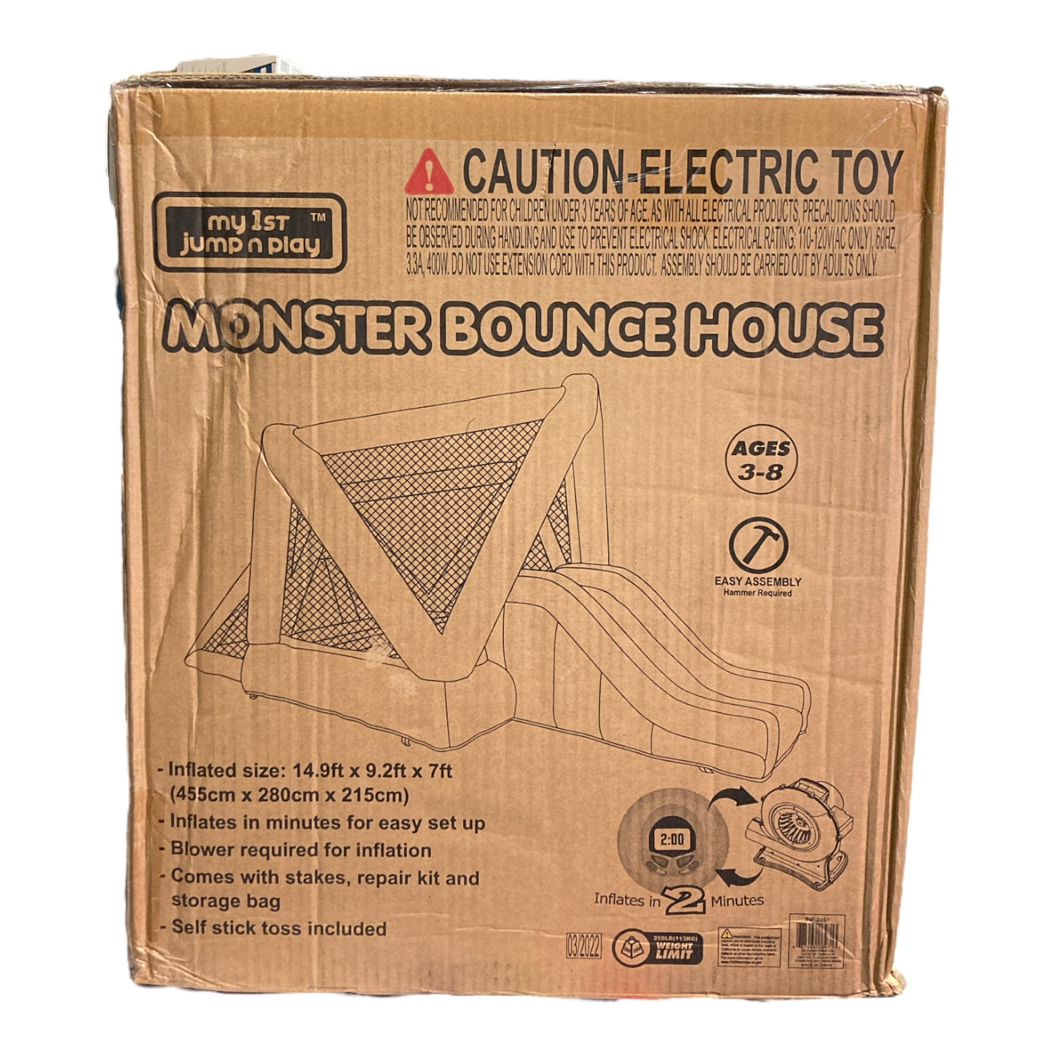 Indoor Fun Kids Monster Bounce House with Integrated Slide, Ball Pit ...