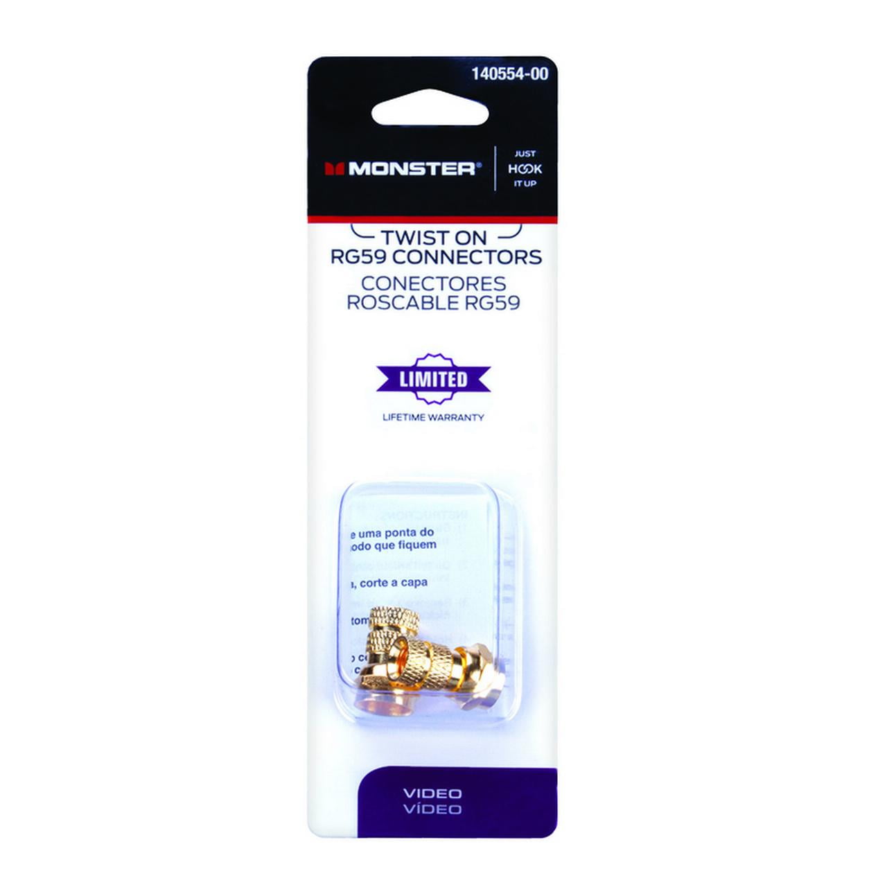 Monster Cable Coax Connectors 75 Ohm Gold 2 Pack - Walmart.com
