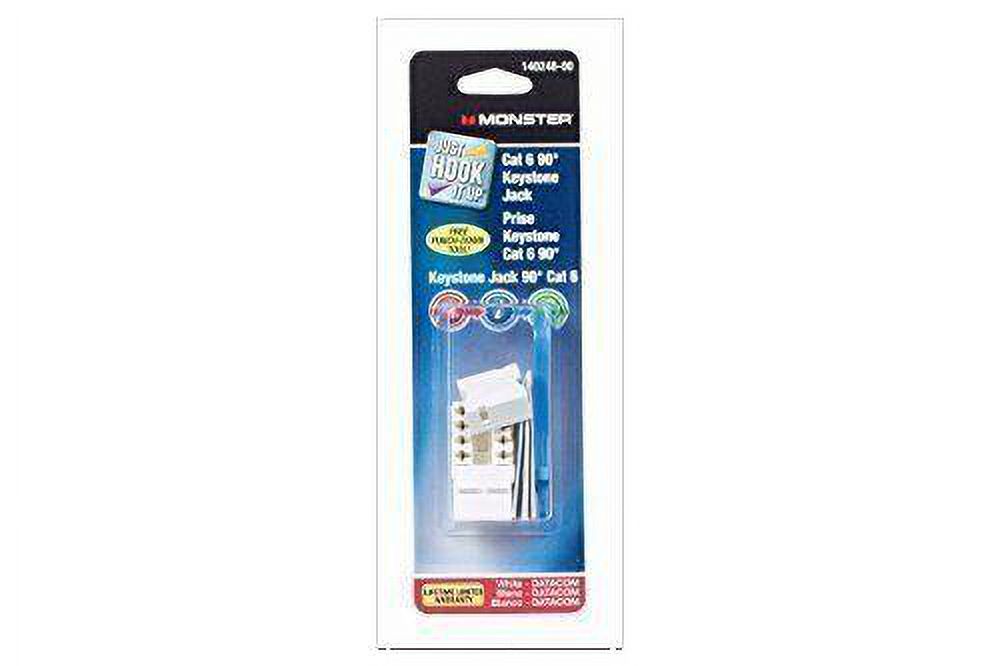 Monster Cable Keystone Jack Category 6 8 Position, 8 Conductor White 1 ...