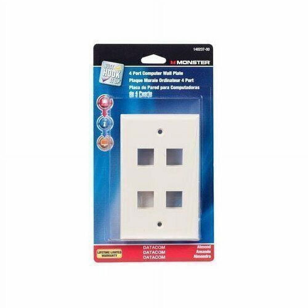 Monster Cable Multi-Media Keystone Wall Plate 4 Port Almond - Walmart.com