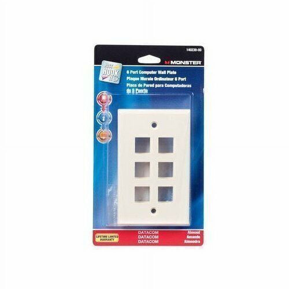 Monster Cable Multi-Media Keystone Wall Plate 6 Port Almond - Walmart.com