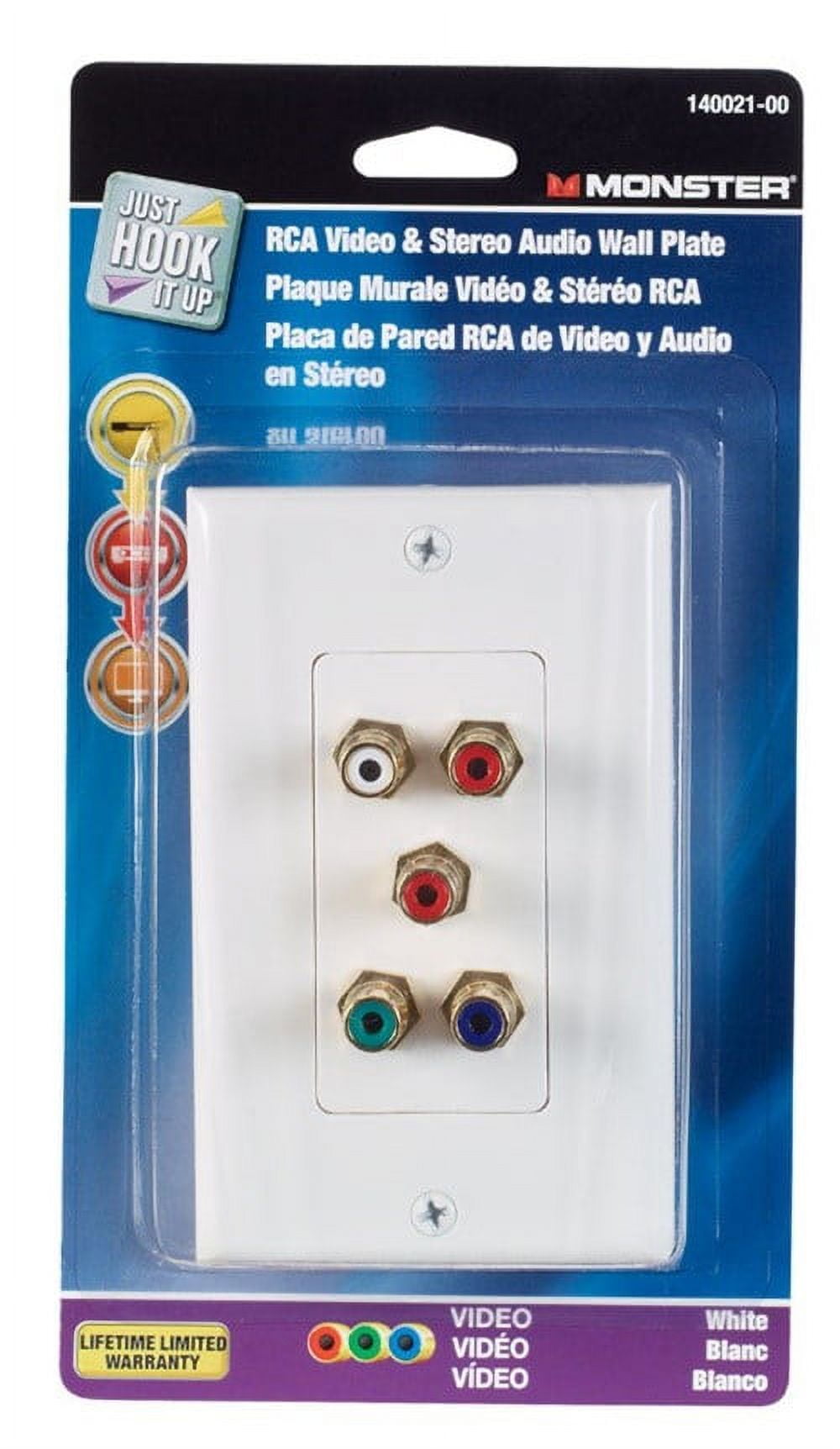 Monster Cable RCA Component Video And Dual Stereo Audio Wall Plate ...