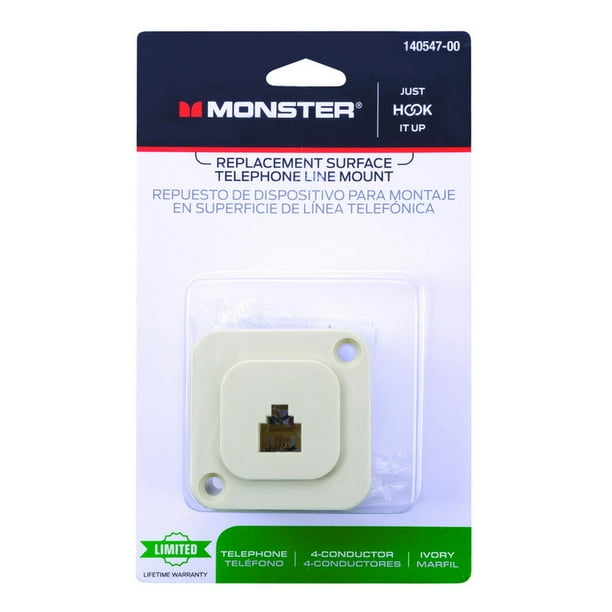 Monster Cable Replacement Surface Mount Telephone Line Jack Modular 4 ...