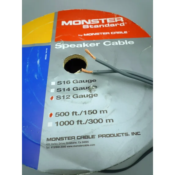 Monster Cable S-12 Raw Speaker Cable Sold By The Meter Diy Speaker ...