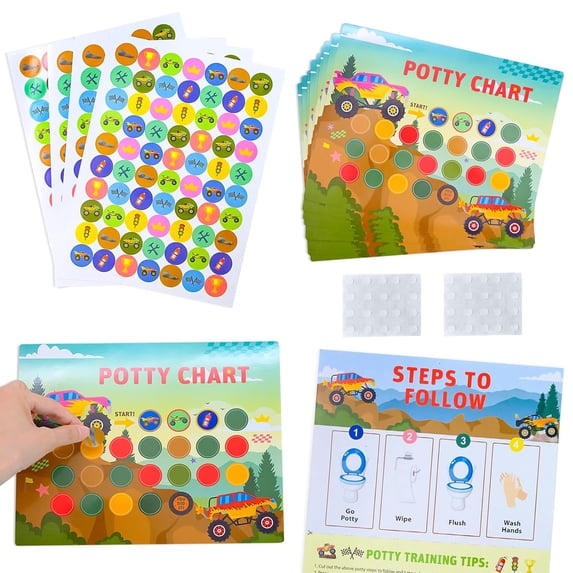 Monster Car Potty Training Reward Chart, Potty Training Sticker Chart ...