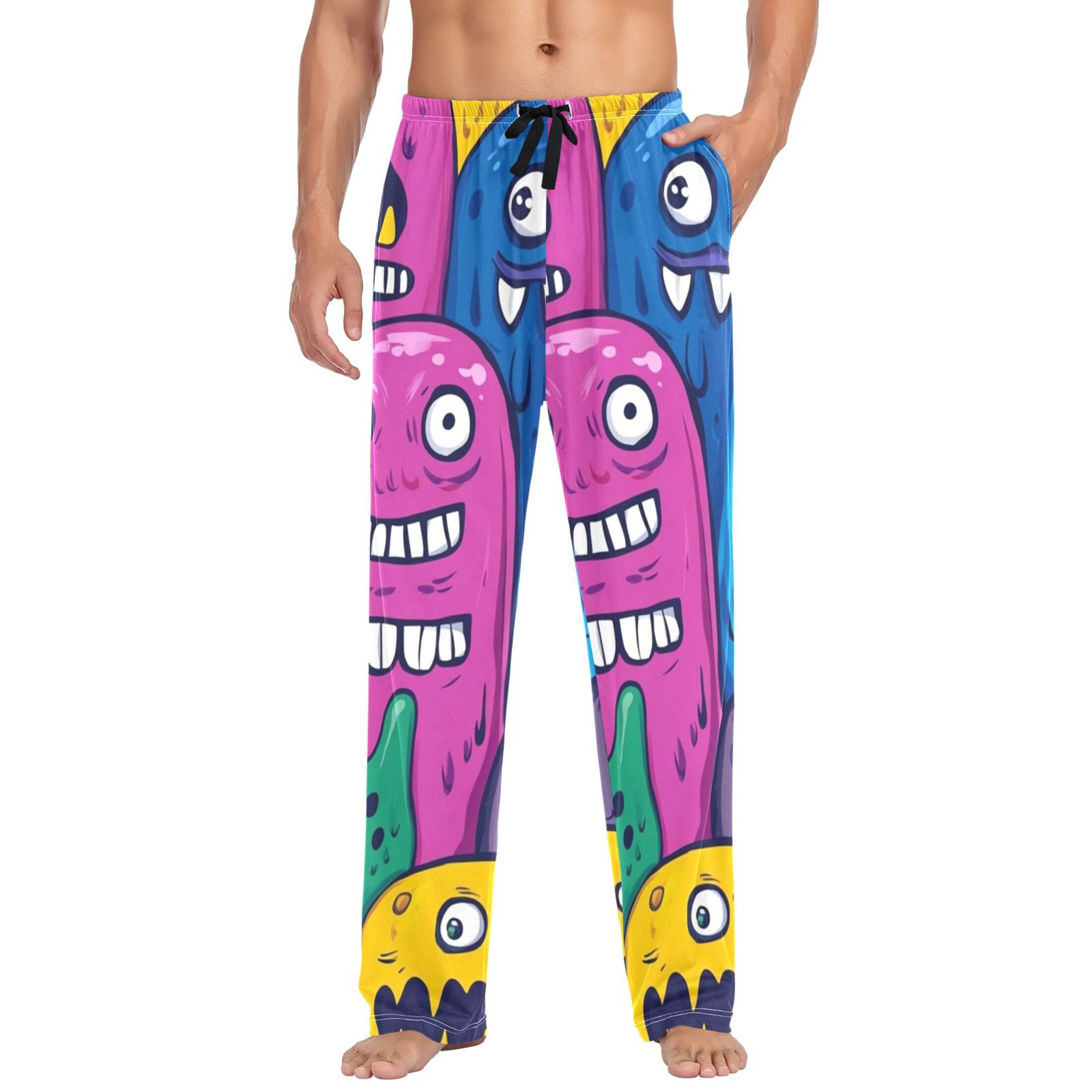 Monster Cartoon Doodle Mens Cotton Pajama Pant Sleep and Lounge Bottons ...
