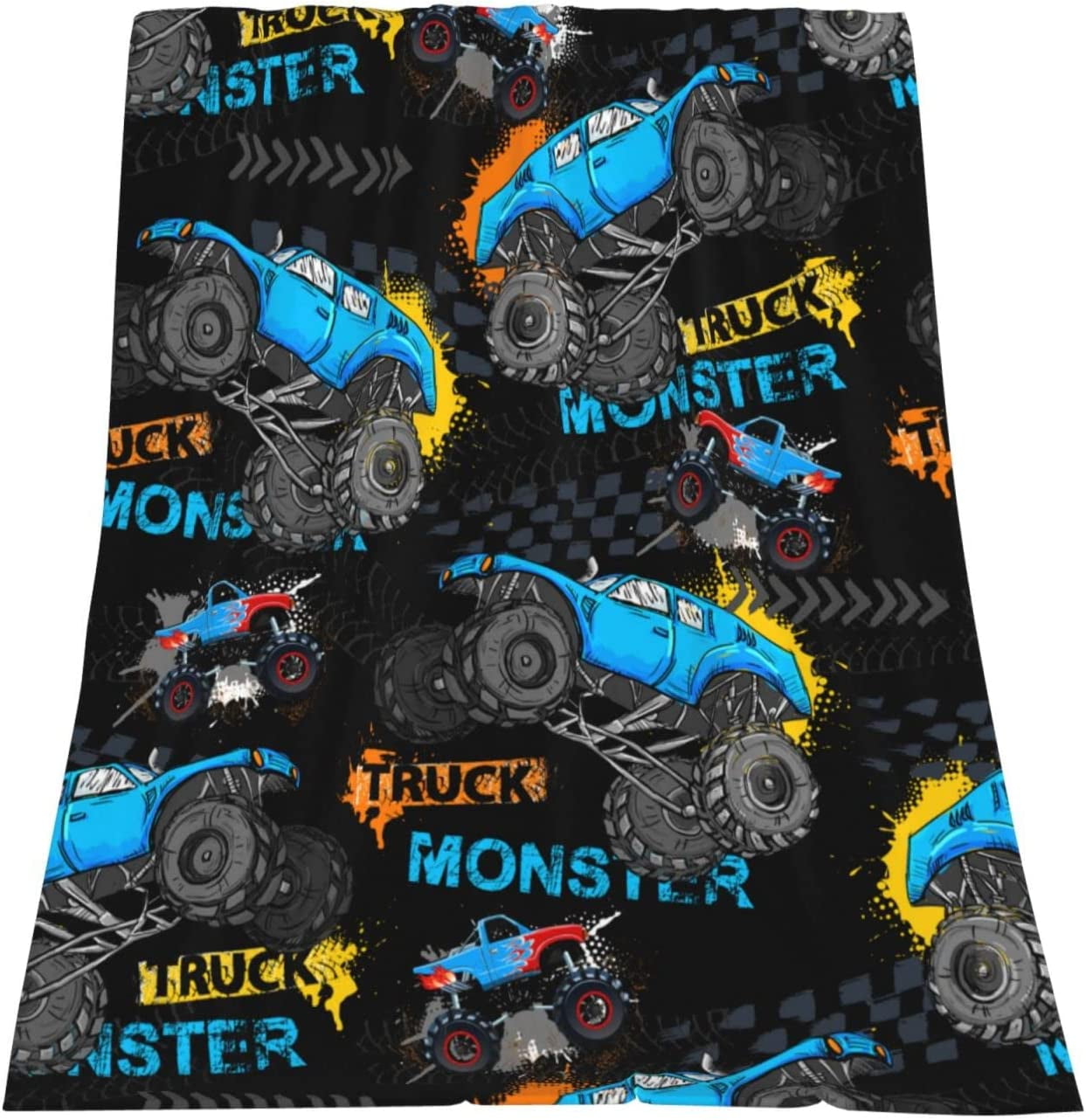 Monster Cartoon Truck Throw Blanket Car Gift for Boys Kids Bedding Room ...