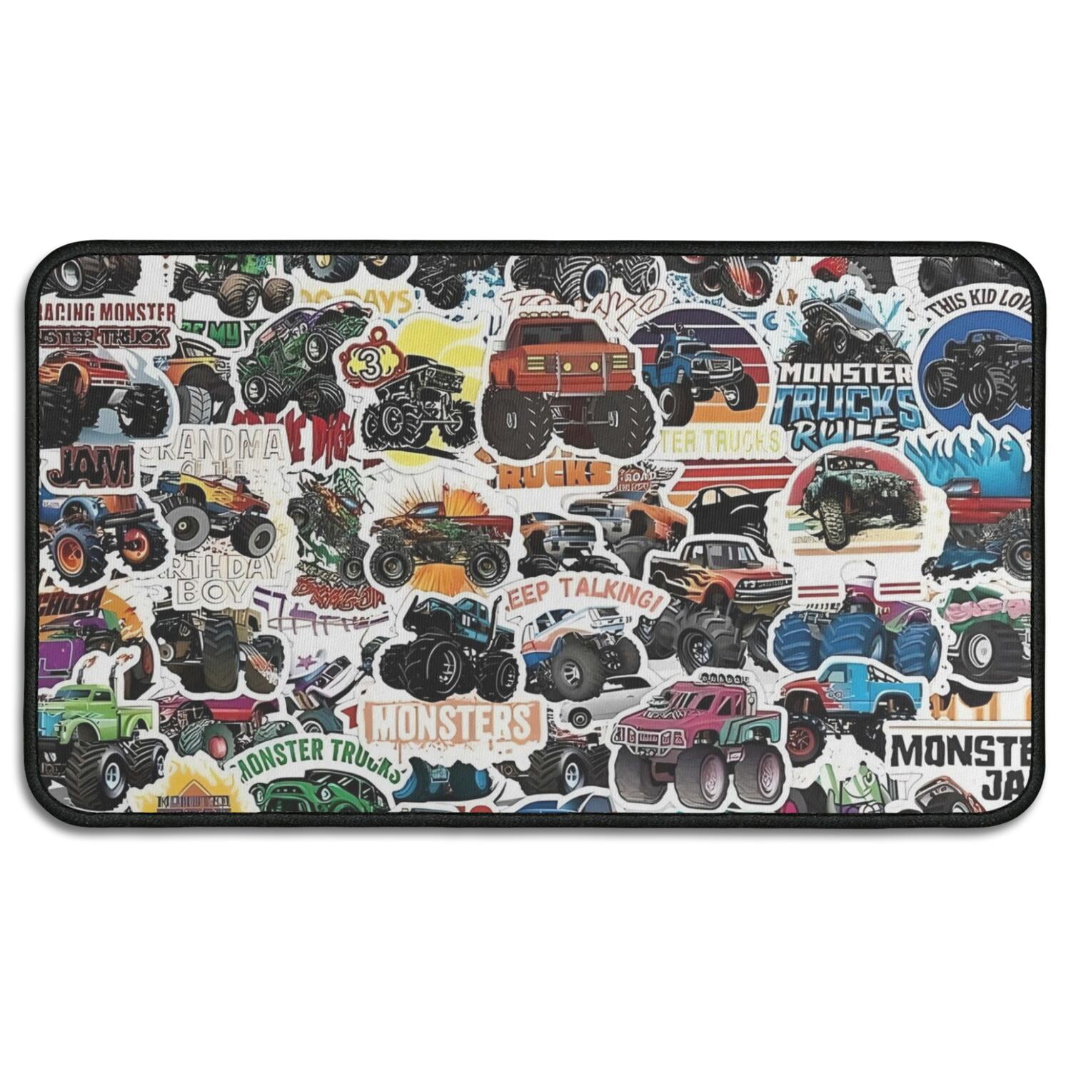 Monster Cartoon Trucks Sticker Pattern Door Rugs,Washable Non Slip Door ...