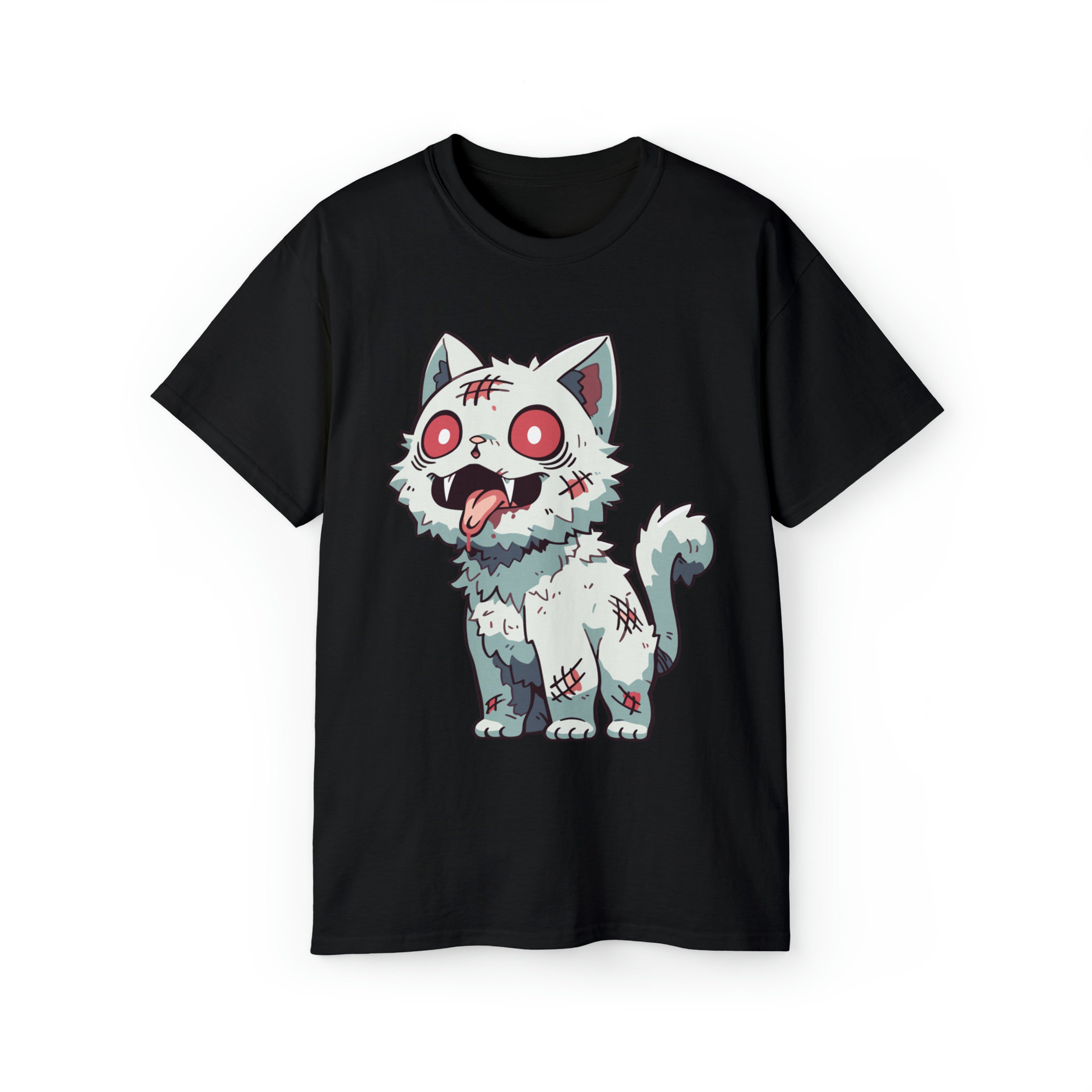 Monster Cat Ghost Halloween TShirt, Undead Scary Kitty, Cute Kitten ...