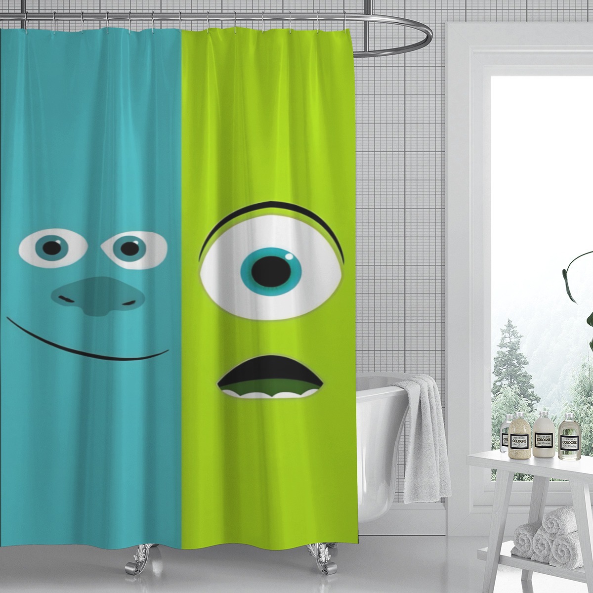 Monster Characters shower curtain offers a timeless design, waterproof ...