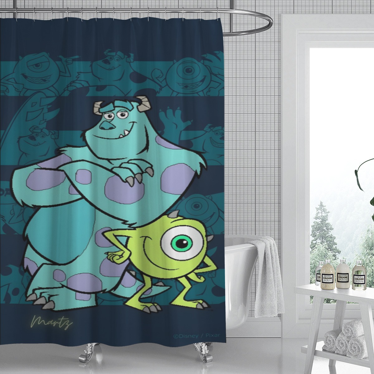 Monster Characters shower curtain showcases a popular design, is ...