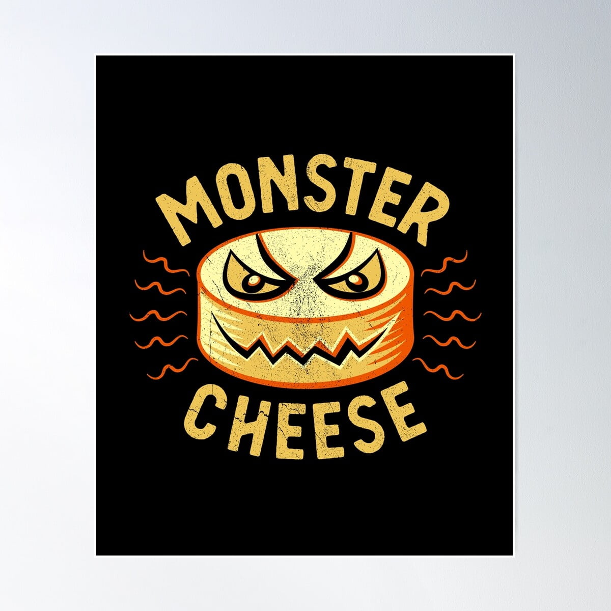 Monster Cheese - Funny Cartoon Muenster Cheese Creature Poster Wall Art, Modern Wall Decor For ...