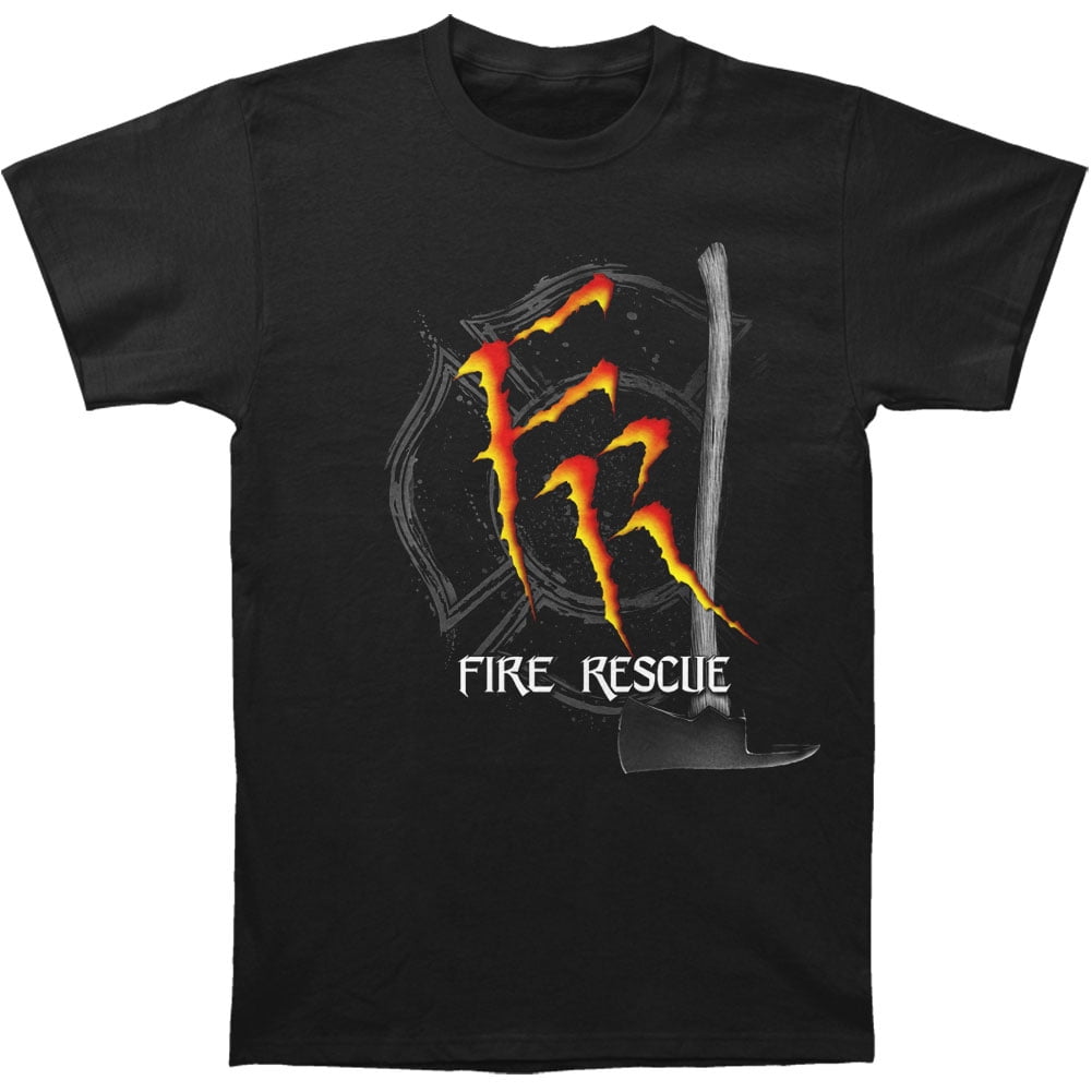 Monster Claws Fire Rescue Firefighter 100% Cotton Black T-Shirt Small ...