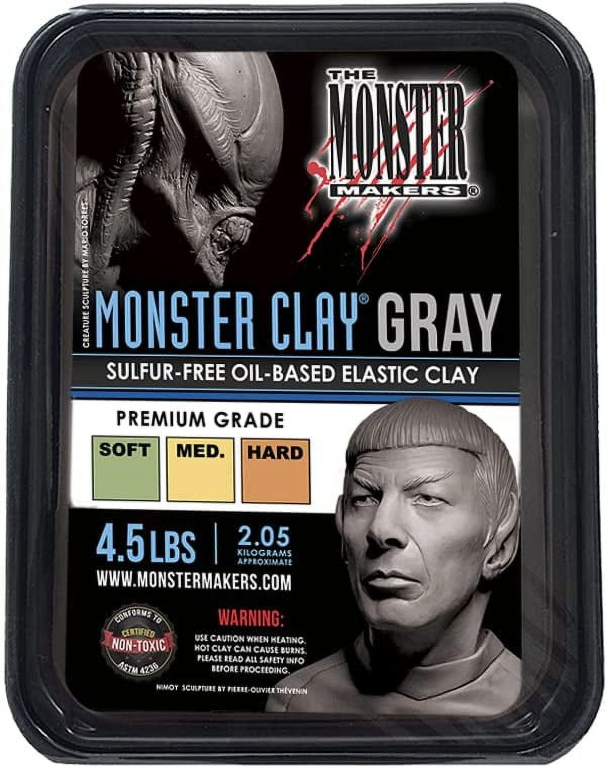 Monster Clay Premium Grade Modeling Clay (Gray - Soft - 4.5lb ...