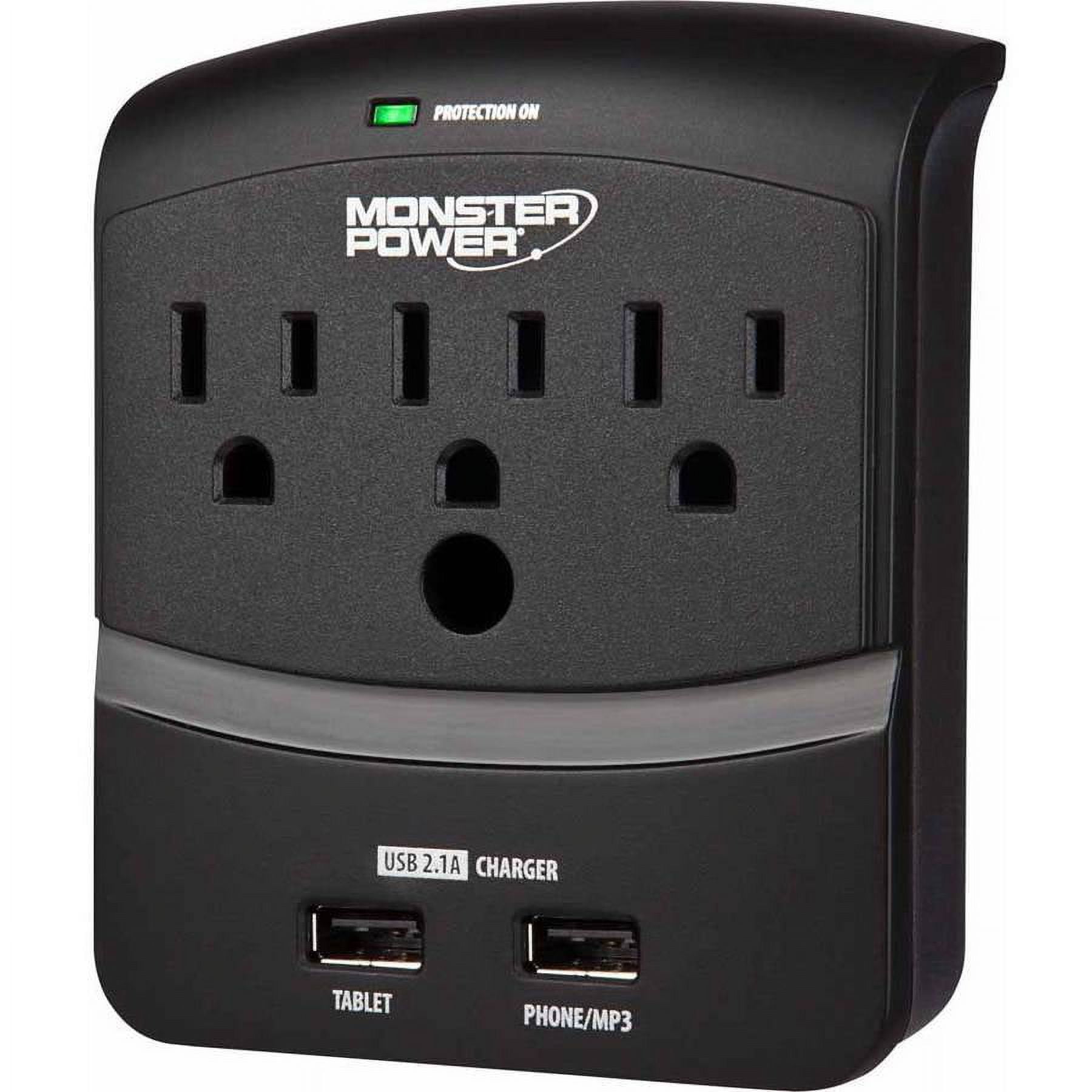 Monster Core Power 3-Outlet Wall Tap with USB Charging - Walmart.com