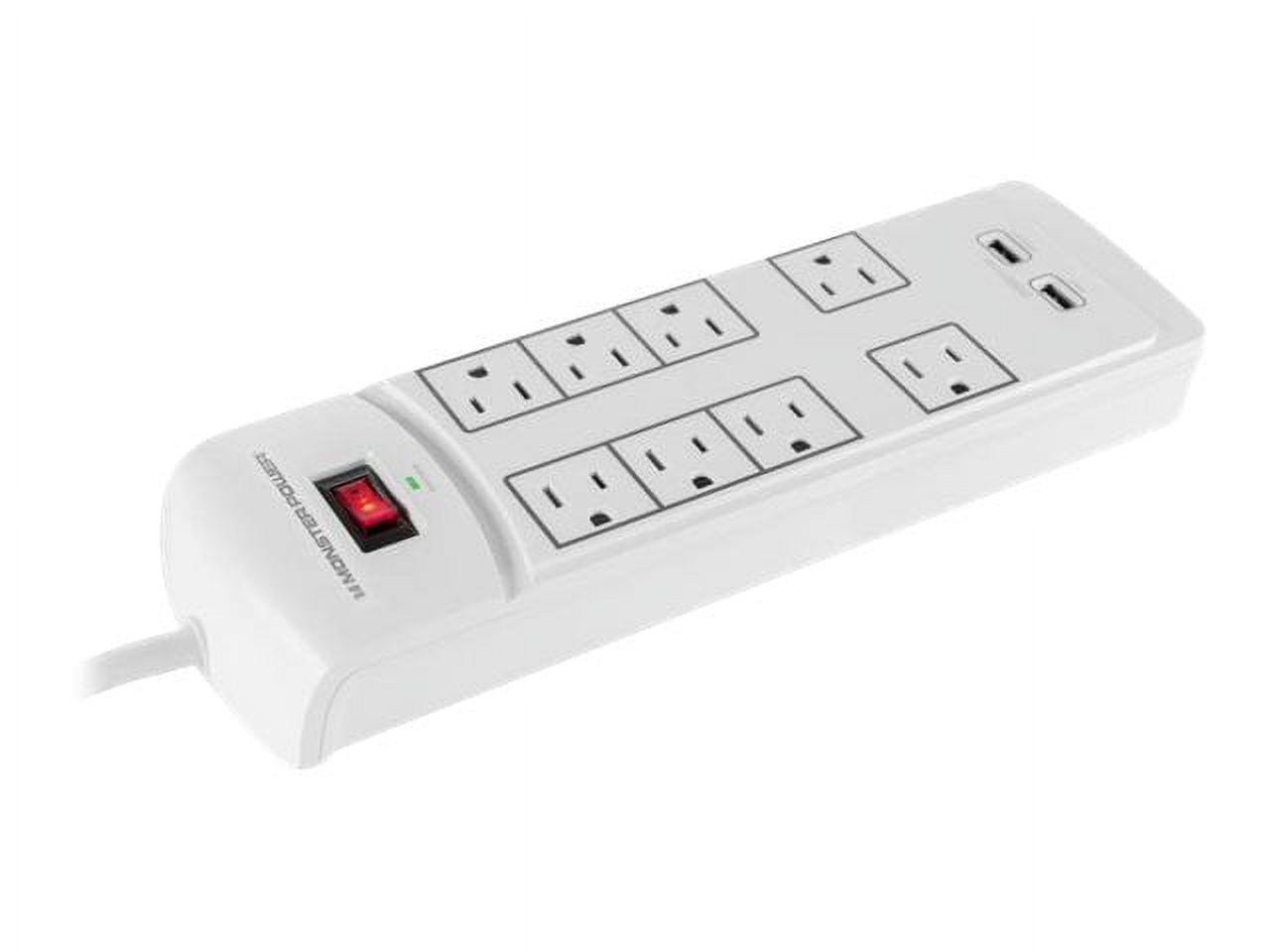 Monster Core Power 8-Outlet Surge Protector with USB Charging, White ...