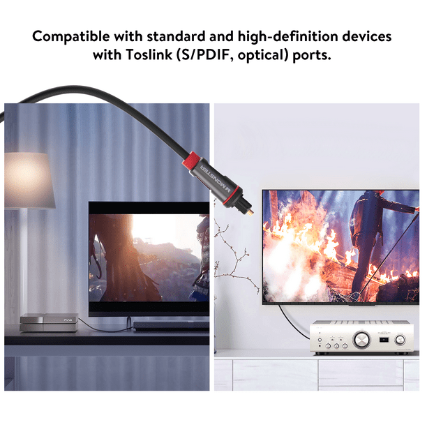 Monster® Digital Fiber Optical Audio Toslink Sound Bar TV Cable 12ft ...