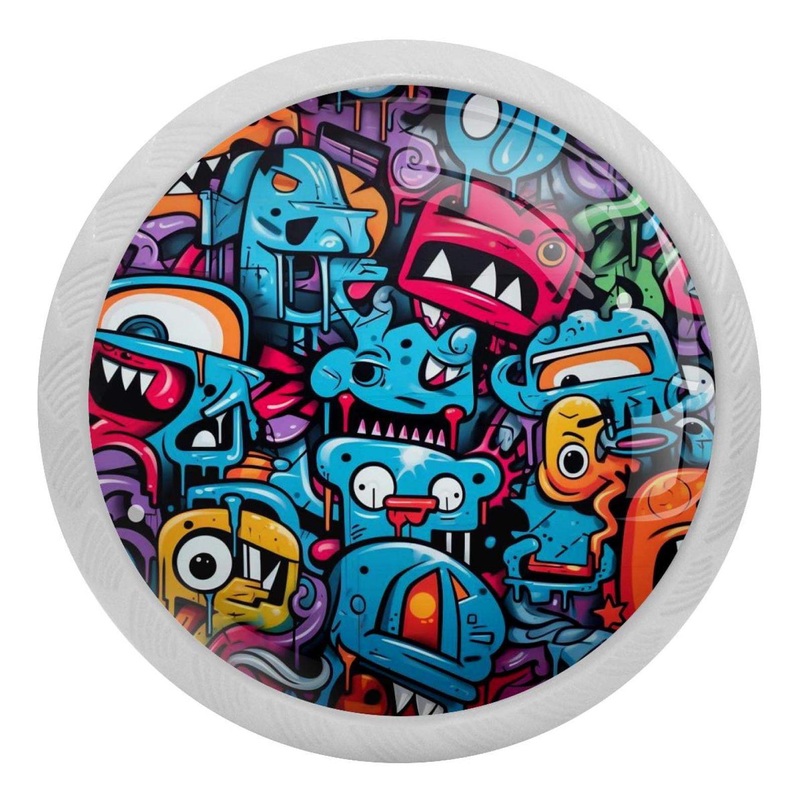 Monster Doodle Crystal Glass Drawer Knob Pull Ergonomic 30mm Circle ...
