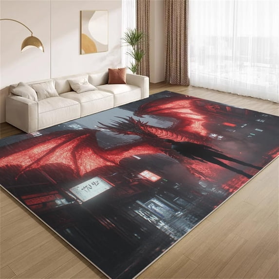 Monster Dragon Area Rugs, City Fantasy Dragon Pattern Carpet, Washable ...