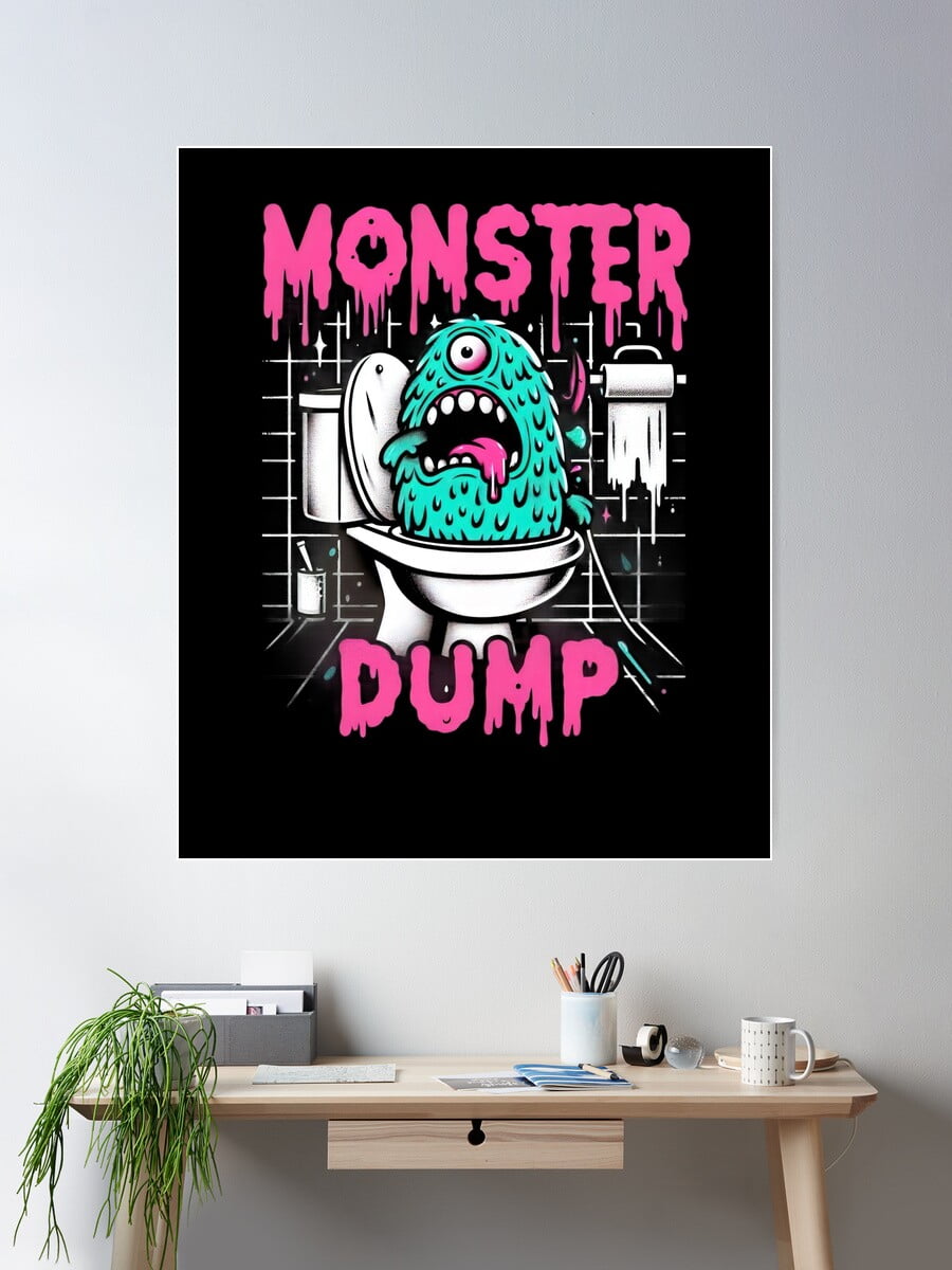 Monster Dump - Funny Toilet Poster Wall Art, Modern Wall Decor For ...
