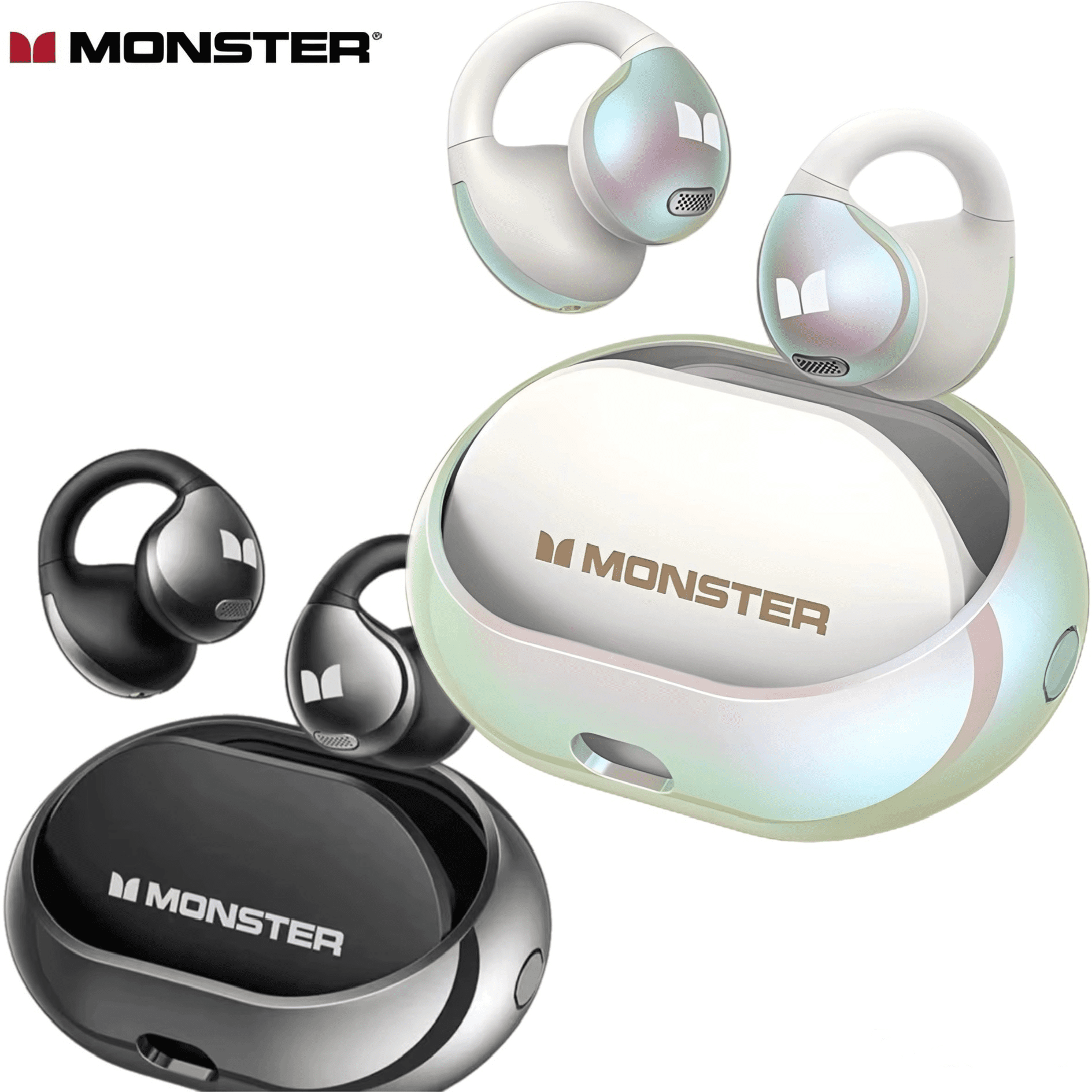 Monster EarClip Bluetooth 5.4 TWS Earbuds Stereo HD AI Noise Canceling ...