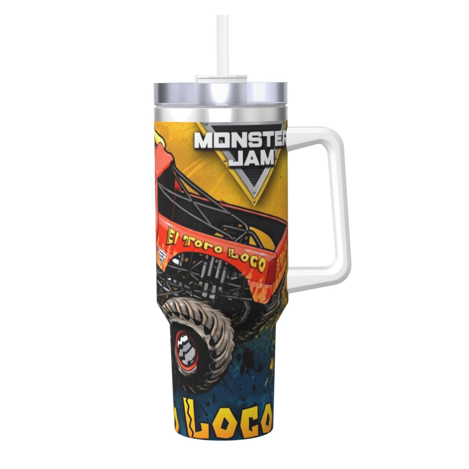 Monster El Toro Loco Truck 40oz Insulated Water Bottle Straw Stainless ...