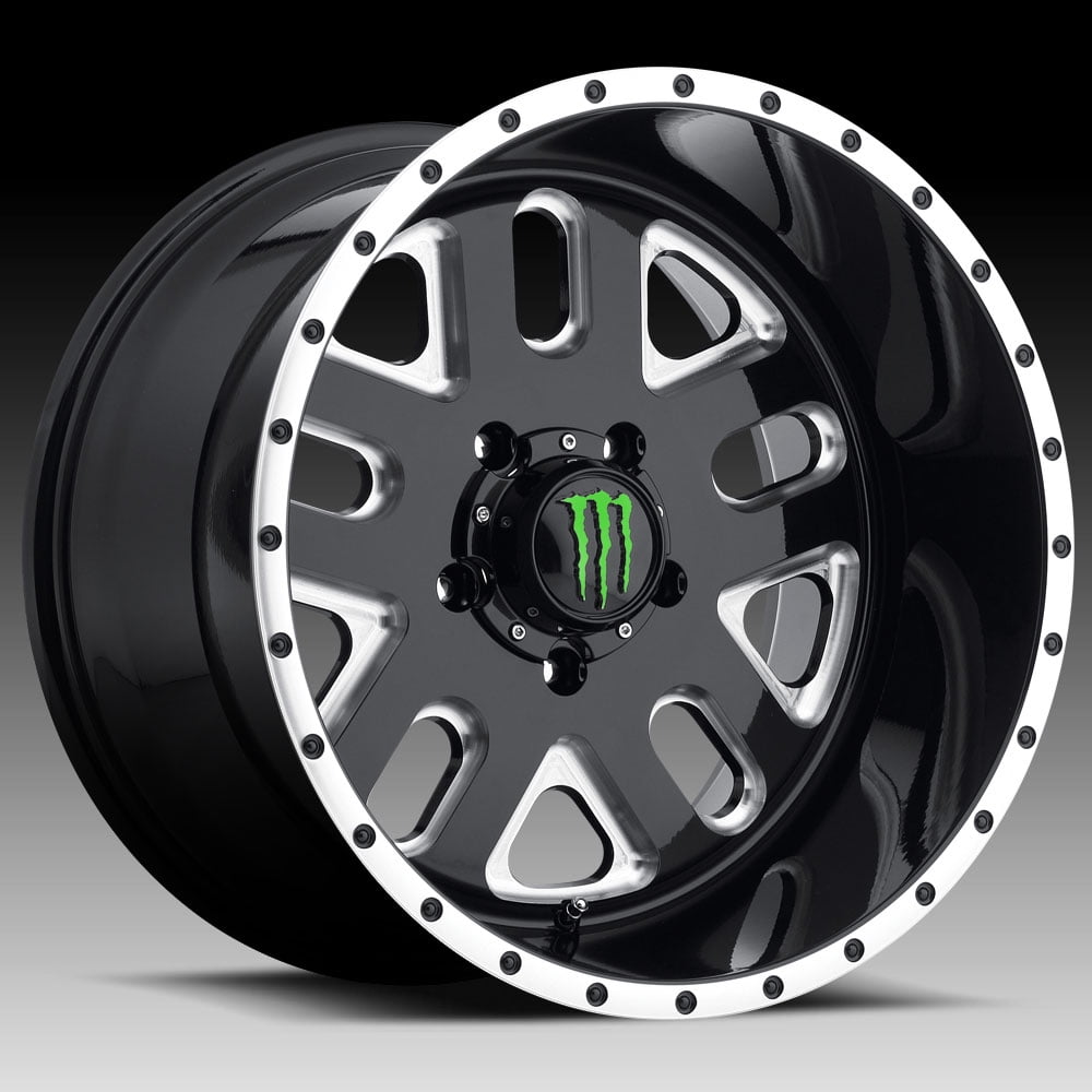 Monster Energy 539BM Gloss Black Milled Wheel Rim, 20" x 9",539BM ...