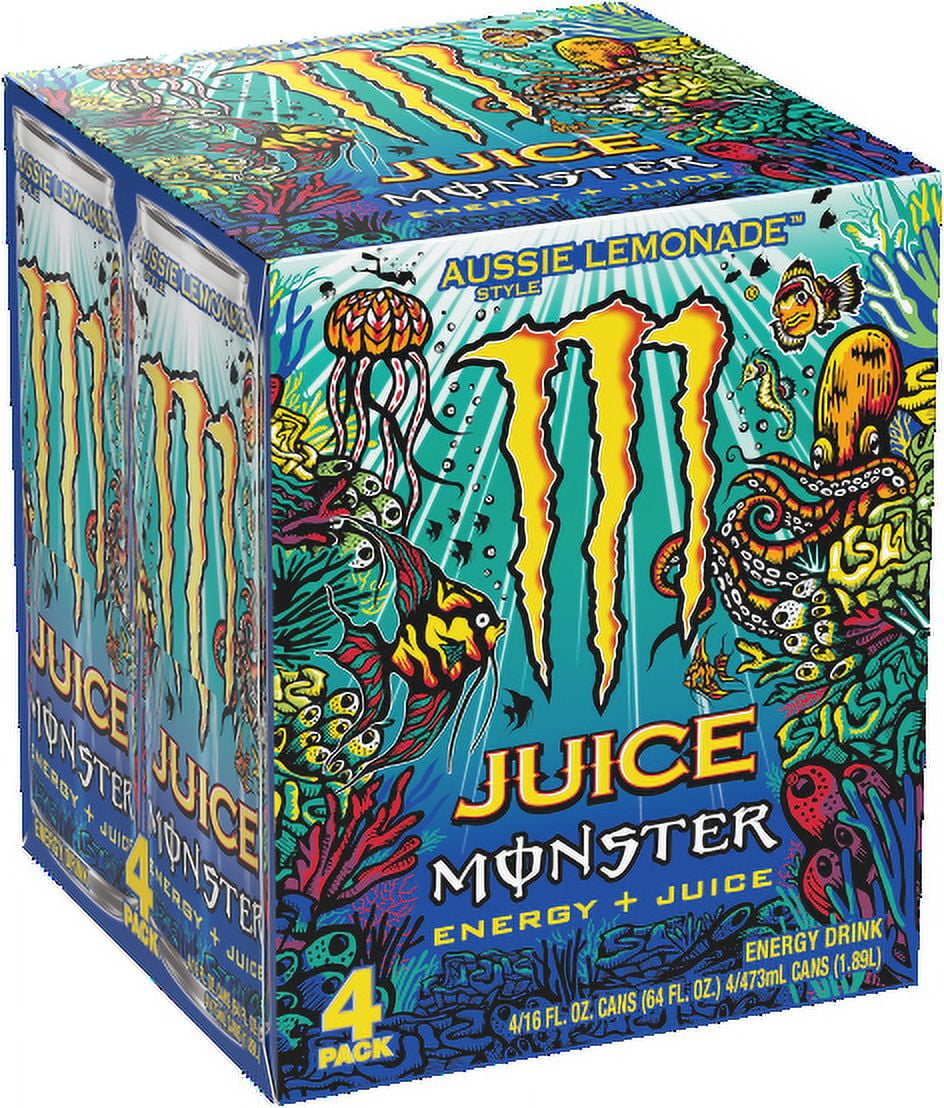Monster Energy, Aussie Style Lemonade, 16 fl oz, 4 Pack - Walmart.com