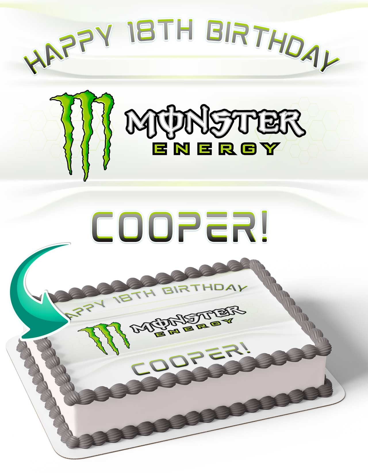Monster Energy Edible Image Cake Topper Personalized Birthday Sheet ...