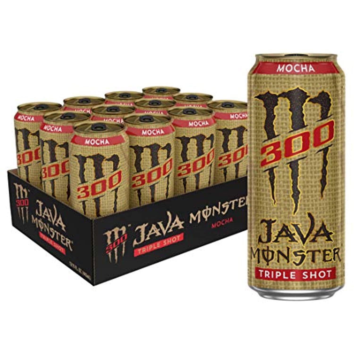 Monster Energy Java 300 Triple Shot Mocha Coffee + Cream, 15 Oz, 12 ...