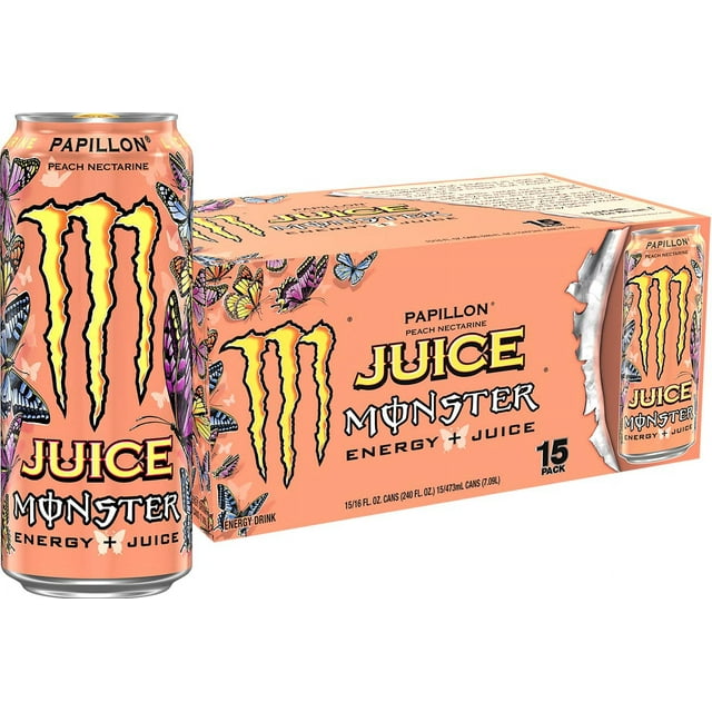 Monster Energy Juice Monster Papillon Peach Nectarine, 16 Ounce Energy ...