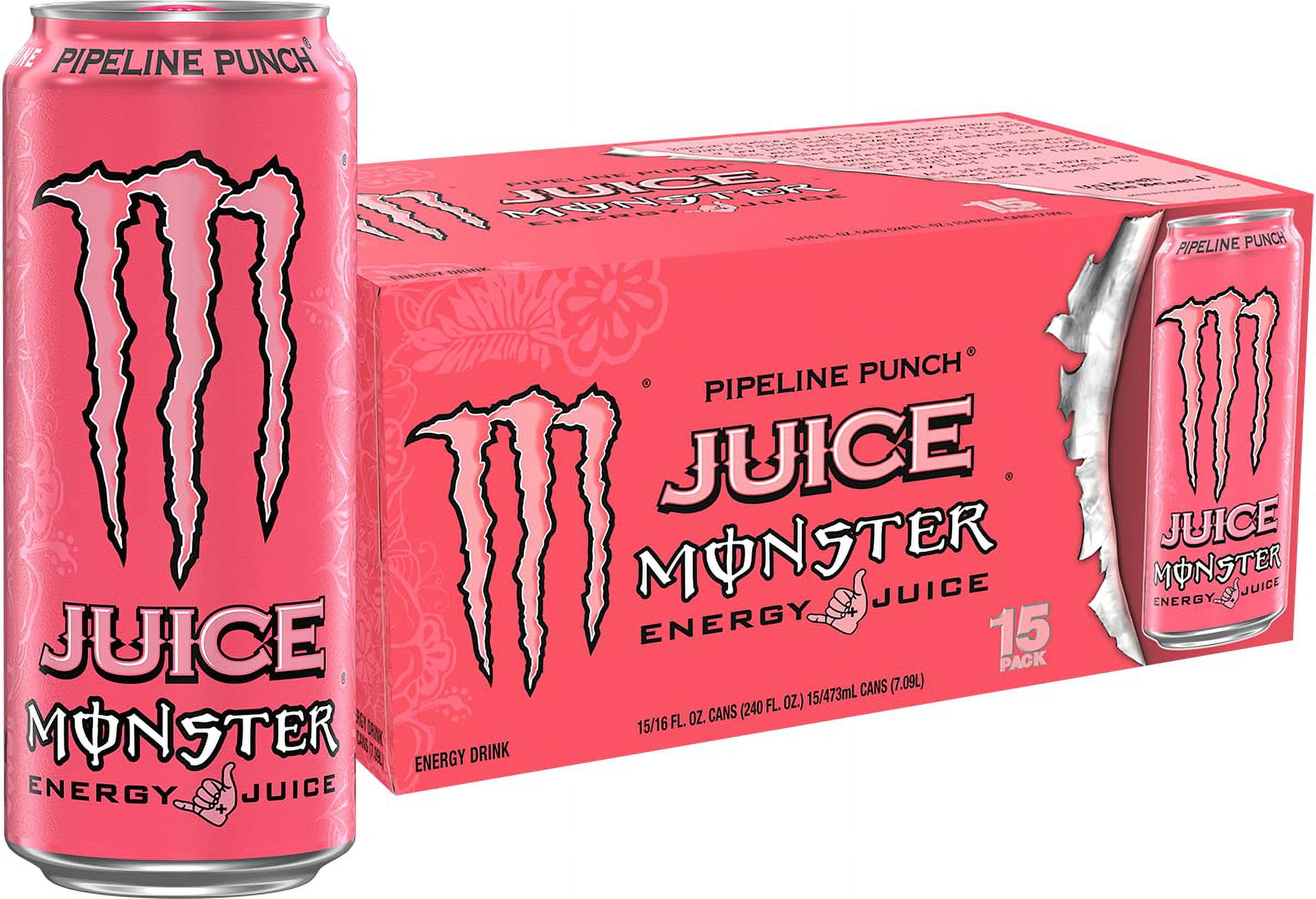 Monster Energy Juice Pipeline Punch, Energy SMR+ Juice, Energy Drink, 16 Ounce (Pack of 15 ...