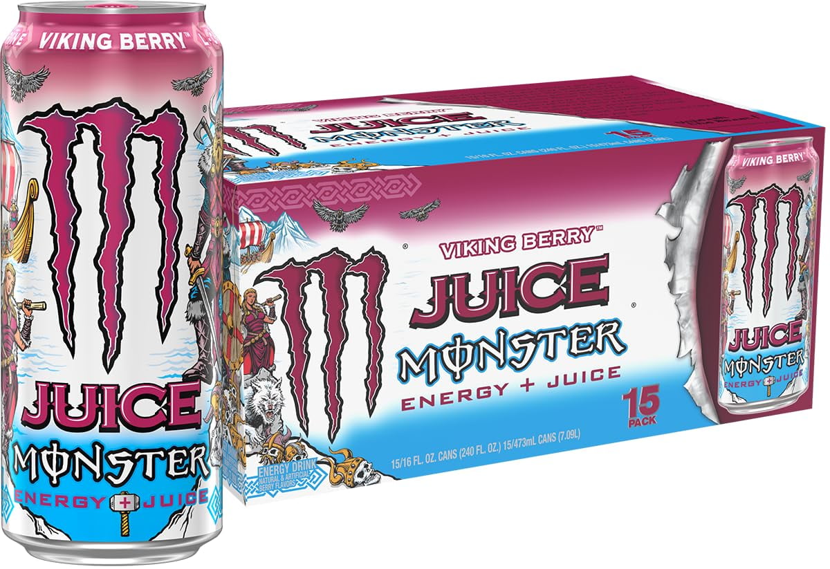 Monster Energy Juice Viking Berry, Nordic Berries Flavor, 16 Ounce Pack ...