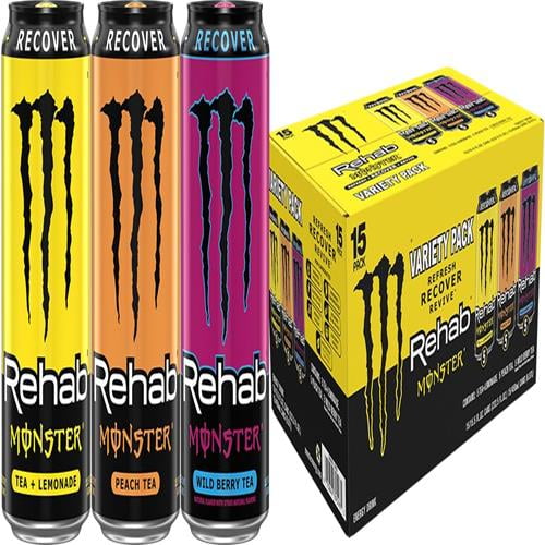 Monster Energy Rehab Tea + Lemonade, Peach Tea, Wild Berry Tea, Variety ...