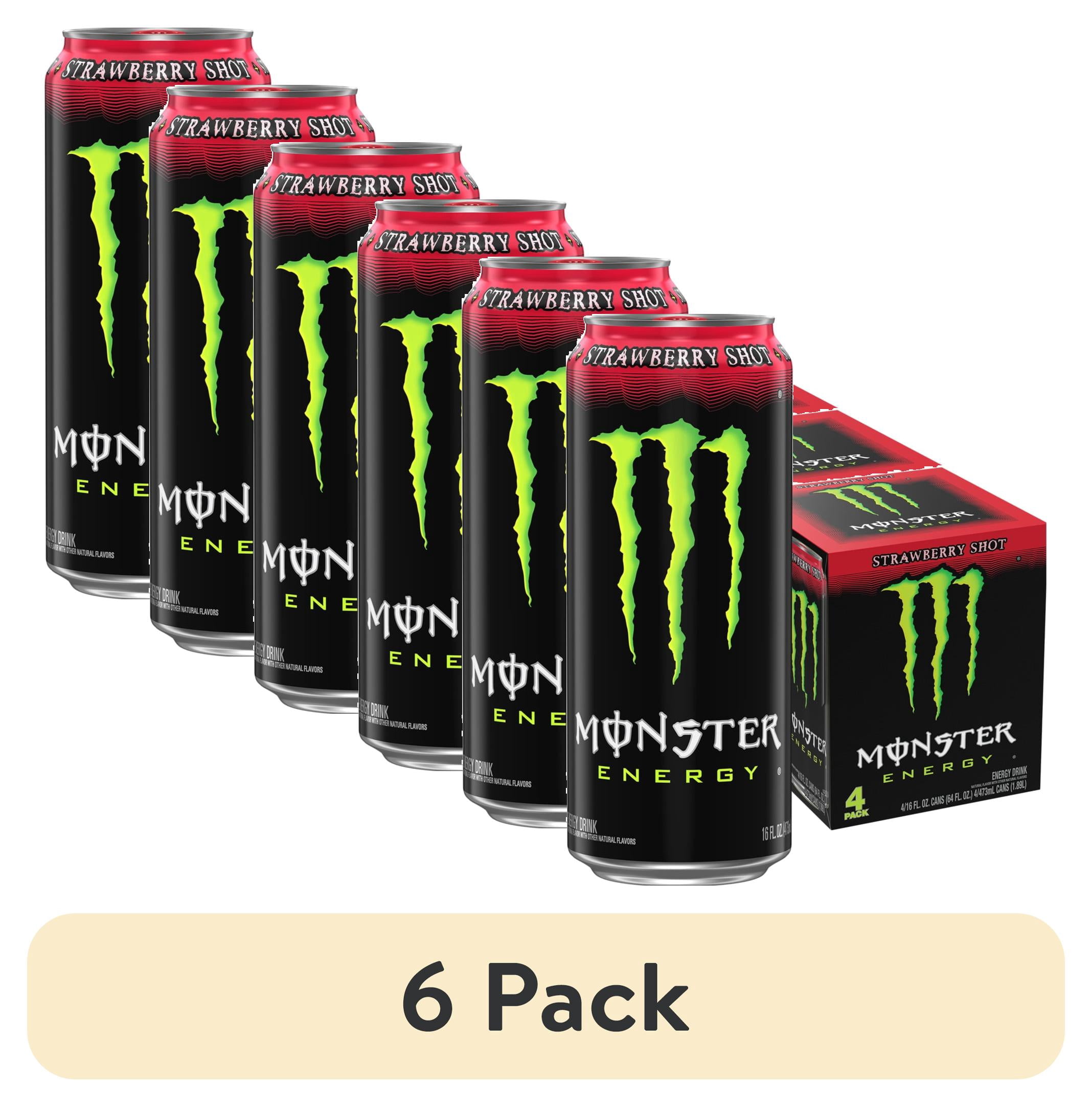 (6 pack) Monster Energy, Strawberry Shot, Energy Drink, 16 fl oz, 4 ...