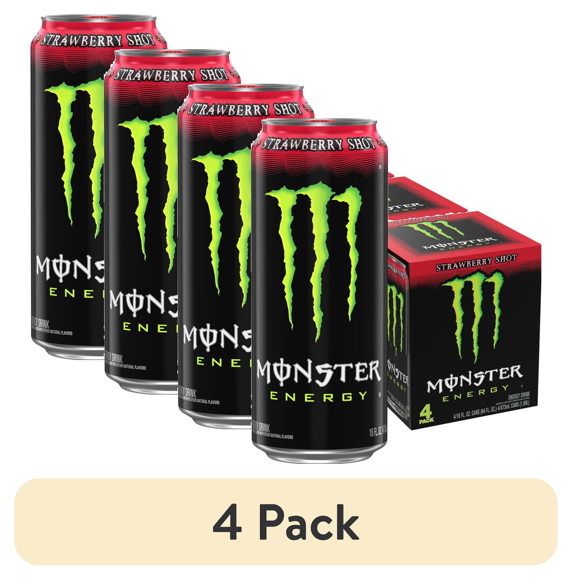 (4 pack) Monster Energy, Strawberry Shot, Energy Drink, 16 fl oz, 4 ...