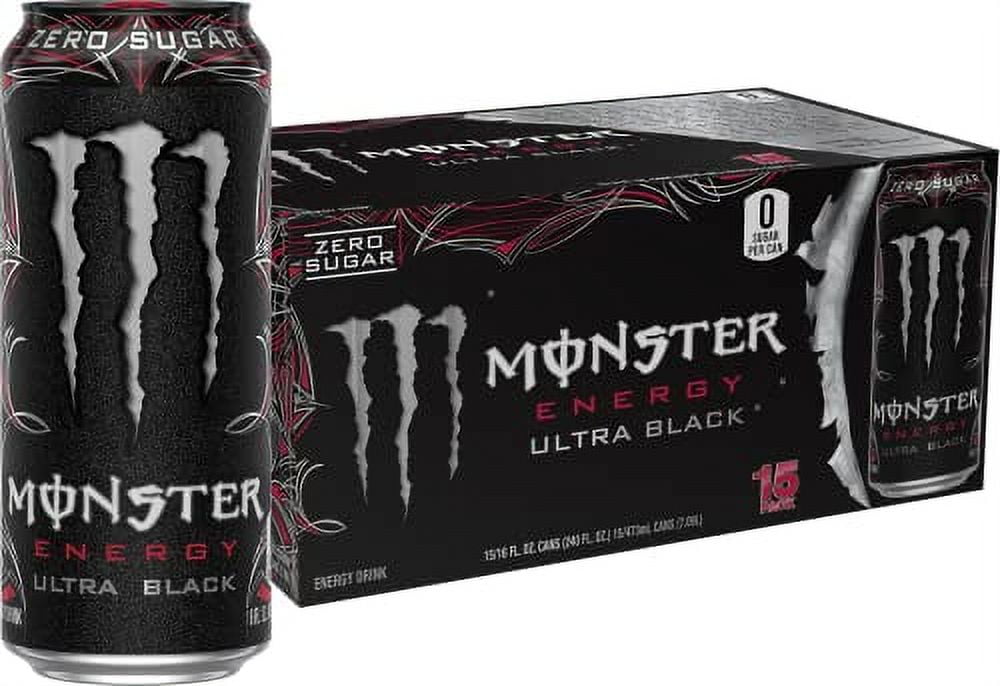 Monster Energy Ultra Black, Energy Drink, 16 Ounce, Pack of 15 ...