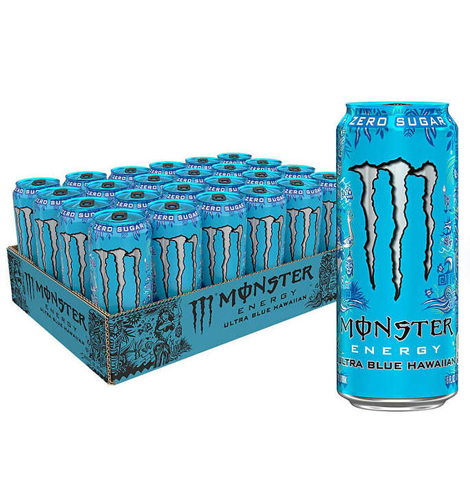Monster Energy Ultra Blue Hawaiian Zero Sugar, 16 oz cans, 24 Loose ...