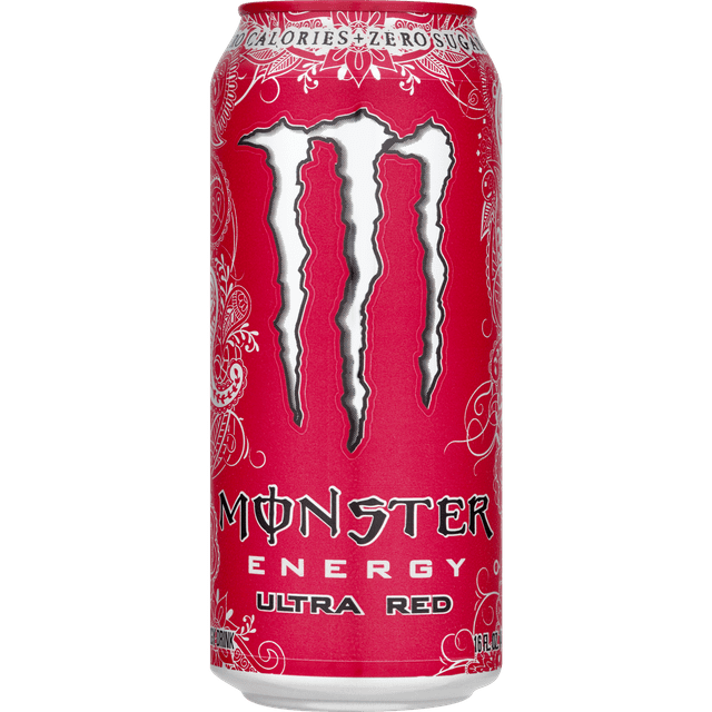 Monster Energy Ultra Red Zero Calorie, Zero Sugar Energy Drink, 16 Fl ...