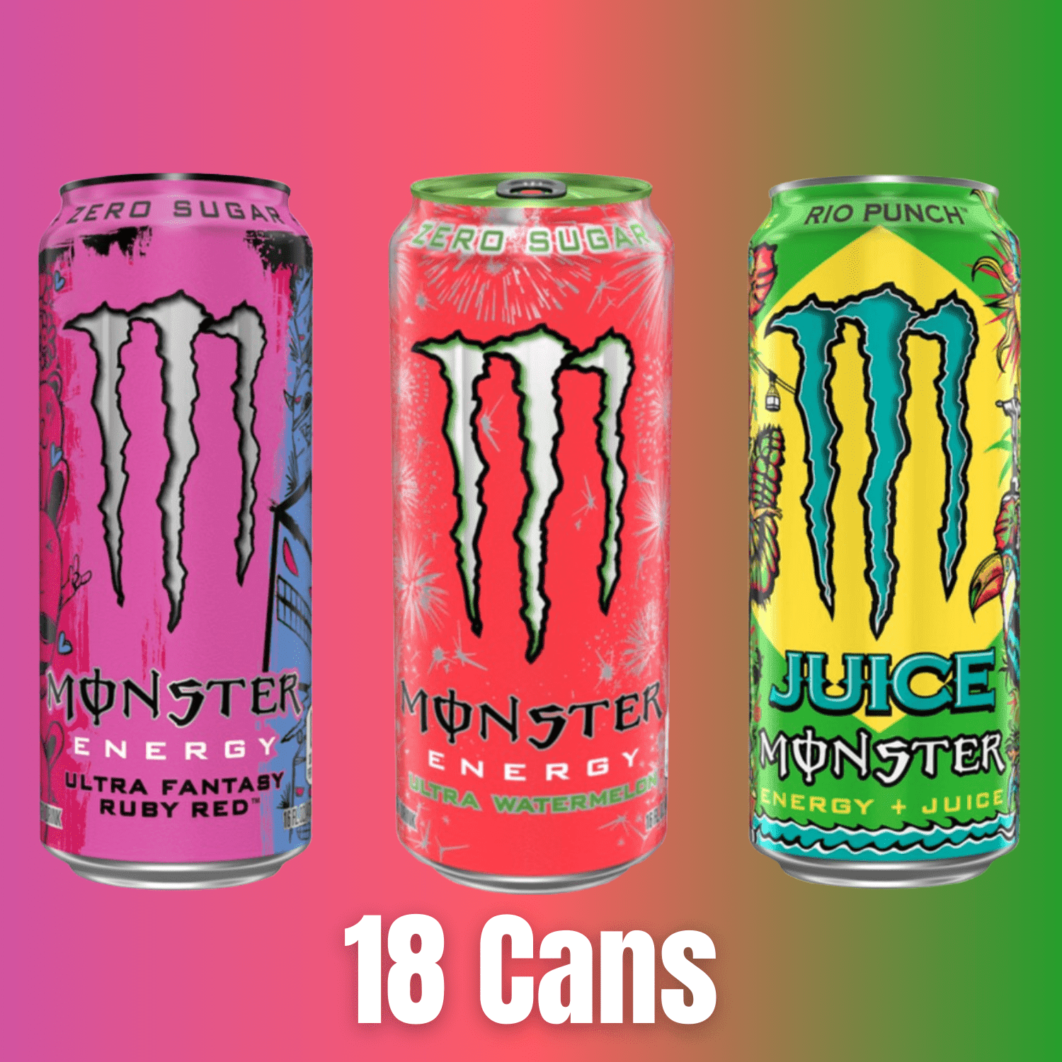 Monster Energy Ultra & Rio Punch Variety Pack, Watermelon, Fantasy Ruby ...