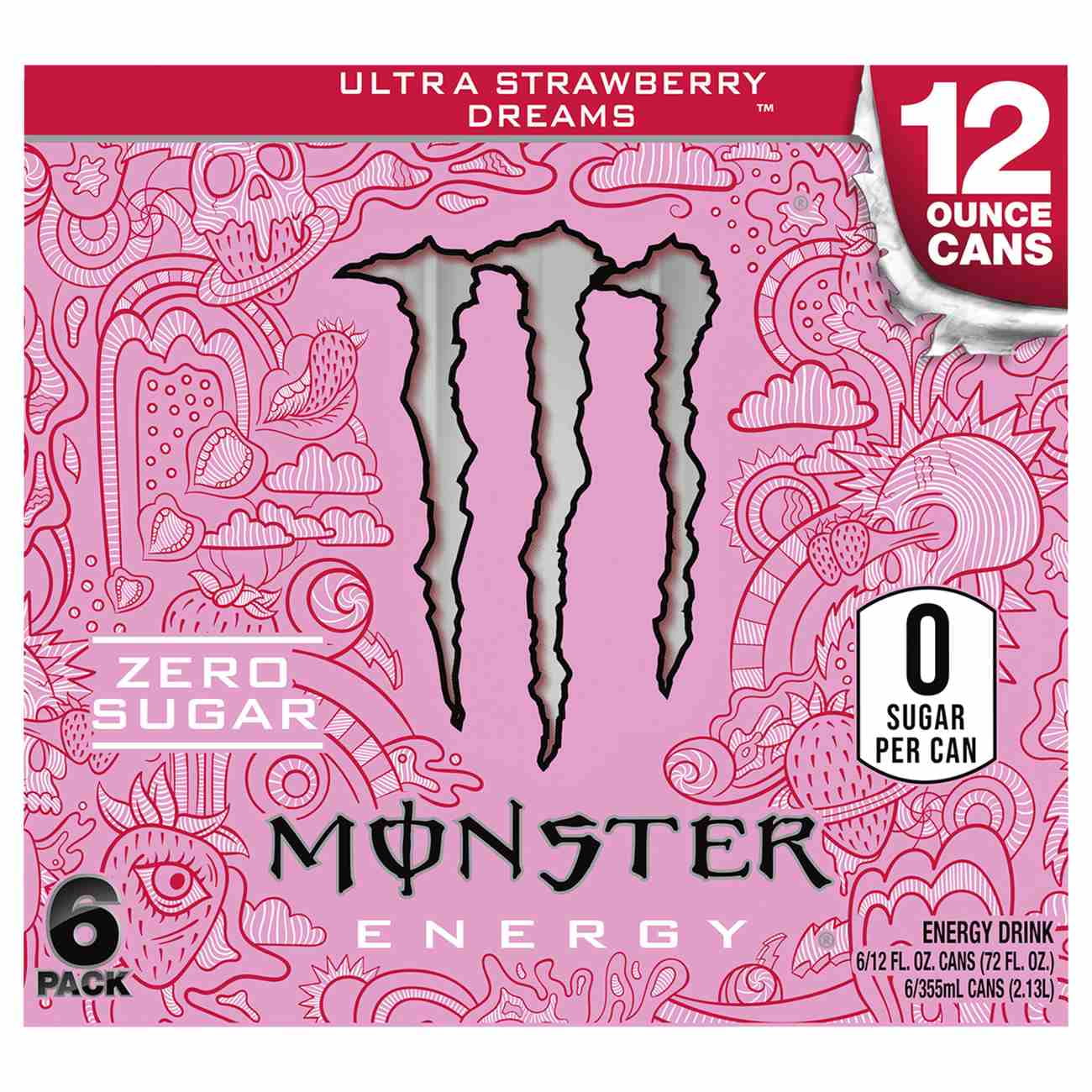 Monster Energy Ultra Strawberry Dreams Energy Drink 12 oz Cans - 6 pk ...