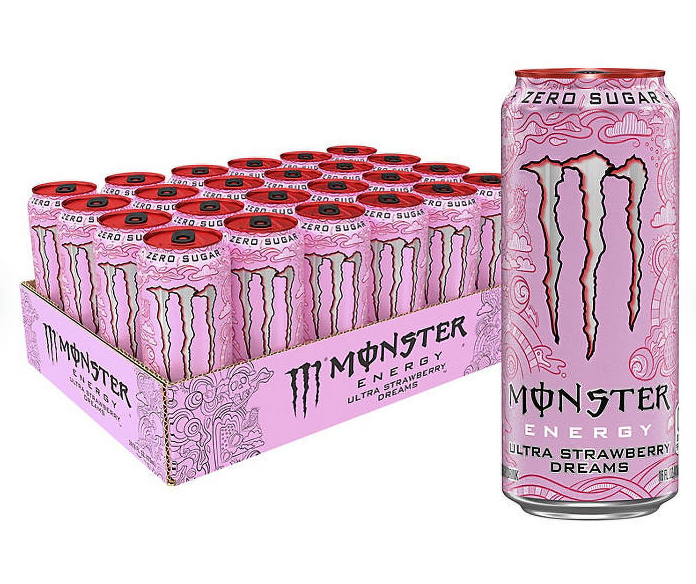 Monster Energy Ultra Strawberry Dreams Zero Sugar, 16 oz cans, 24 loose ...