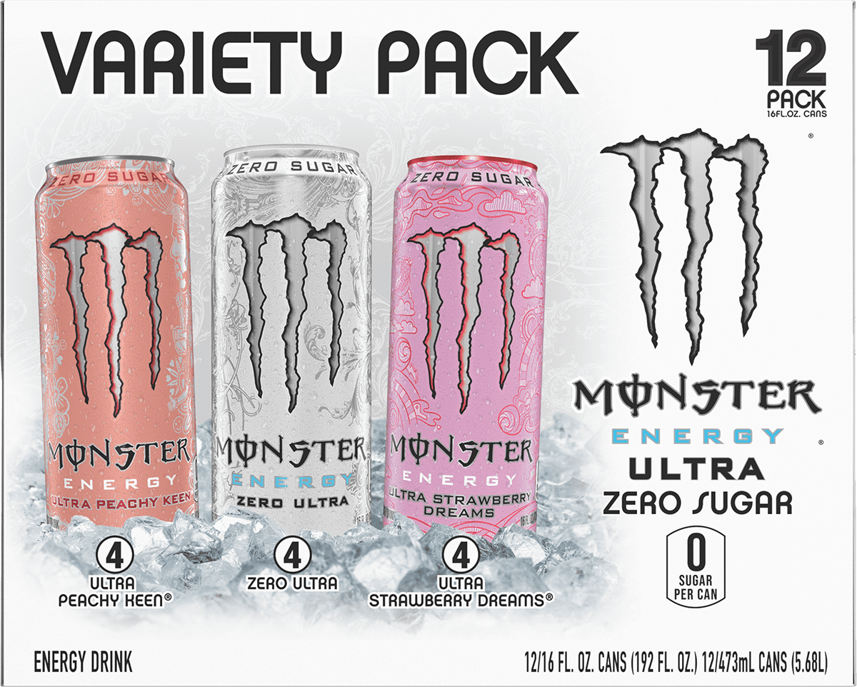 Monster Energy, Ultra VP, Ultra Peachy Keen, Strawberry Dreams, Zero Ultra, 16 fl oz, 12 pk ...