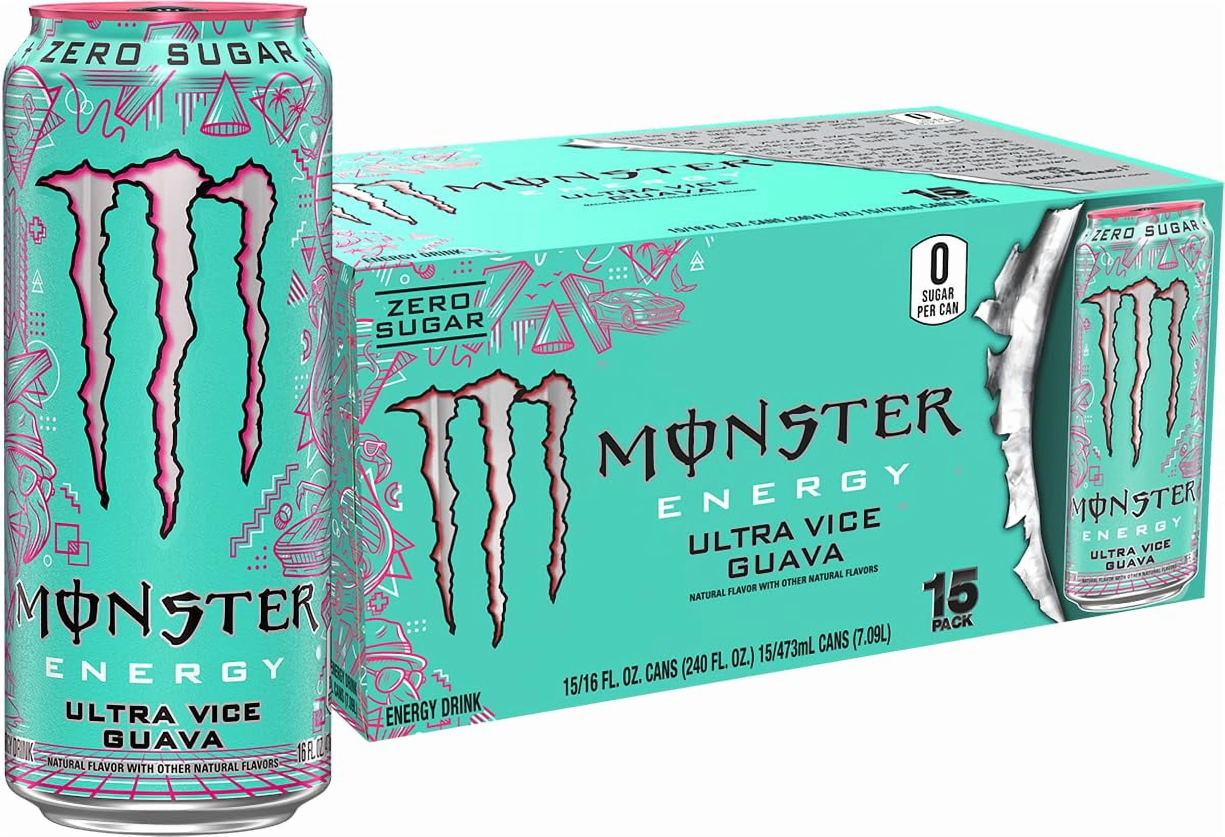 Monster Energy Ultra Vice Guava, Sugar Free Energy Drink, 16 Ounce ...