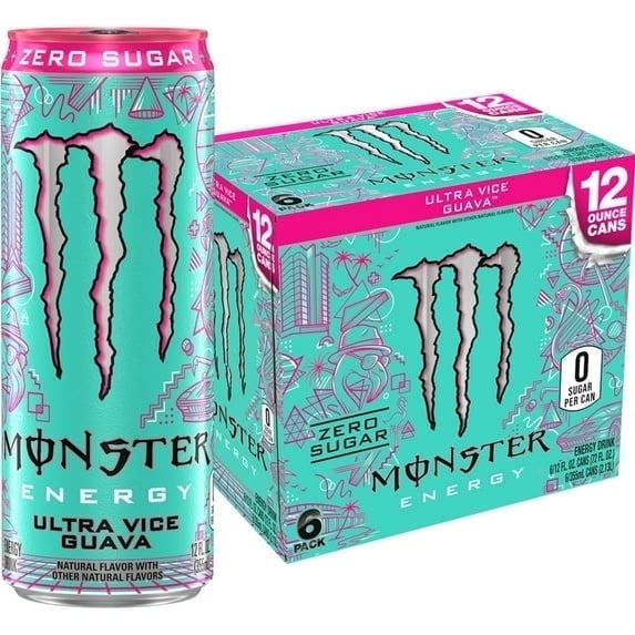 Monster Energy Ultra, Vice Guava, Sugar Free Energy Drink, 6 Pack 16 Fl ...