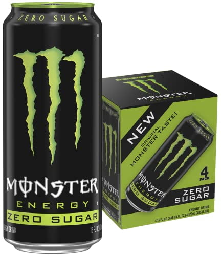 Monster Energy Zero Sugar, Low Calorie Energy Drink, 16 Ounce, 4 Pack ...