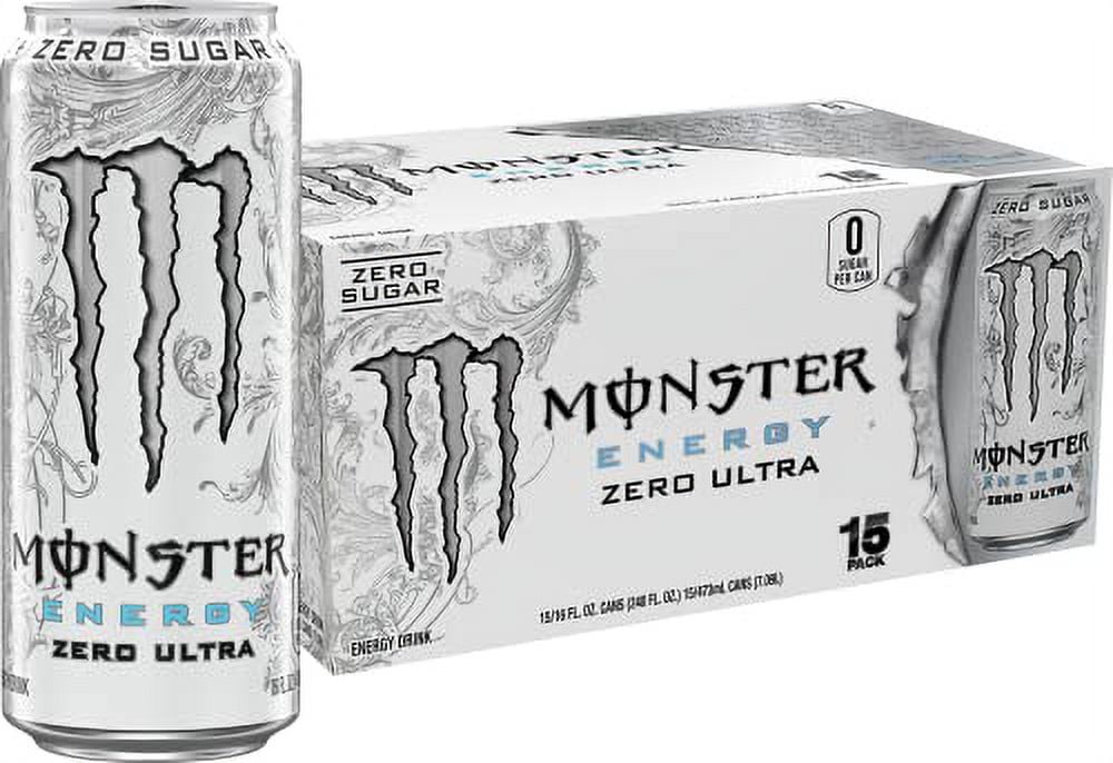 Monster Energy Zero Ultra, Sugar Free Energy Drink, 16 Ounce (Pack of ...