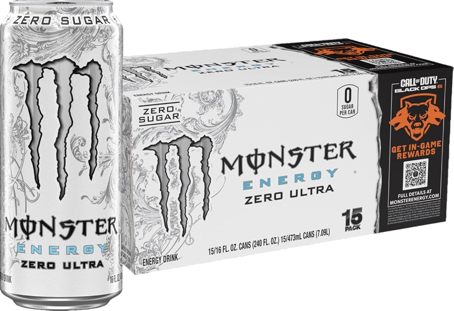 Monster Energy Zero Ultra, Sugar Free Energy Drink, 16 Ounce (Pack of 15) - Walmart.com