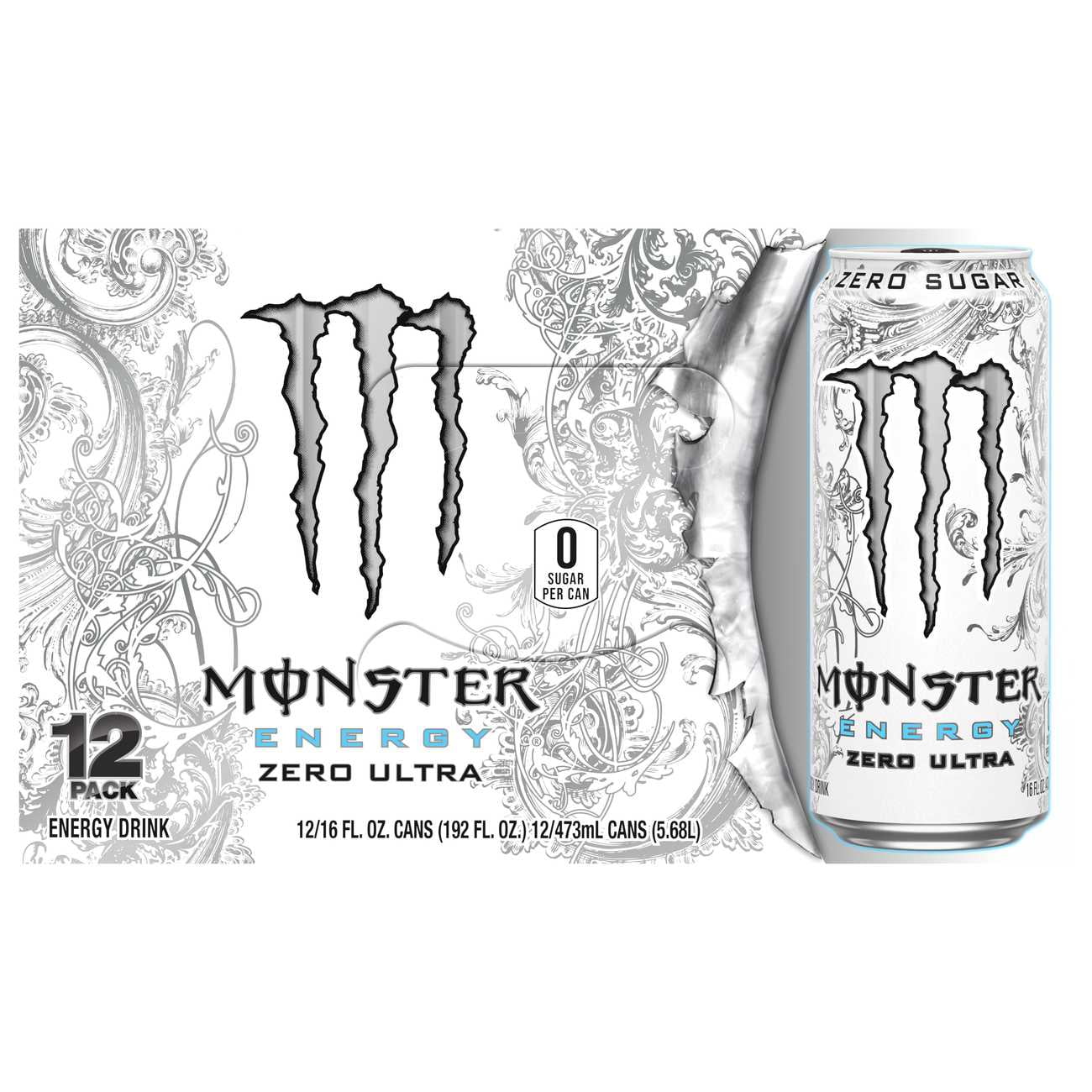 Monster Energy Zero Ultra, Sugar Free Energy Drink, 16 oz. Cans - 12 pk ...